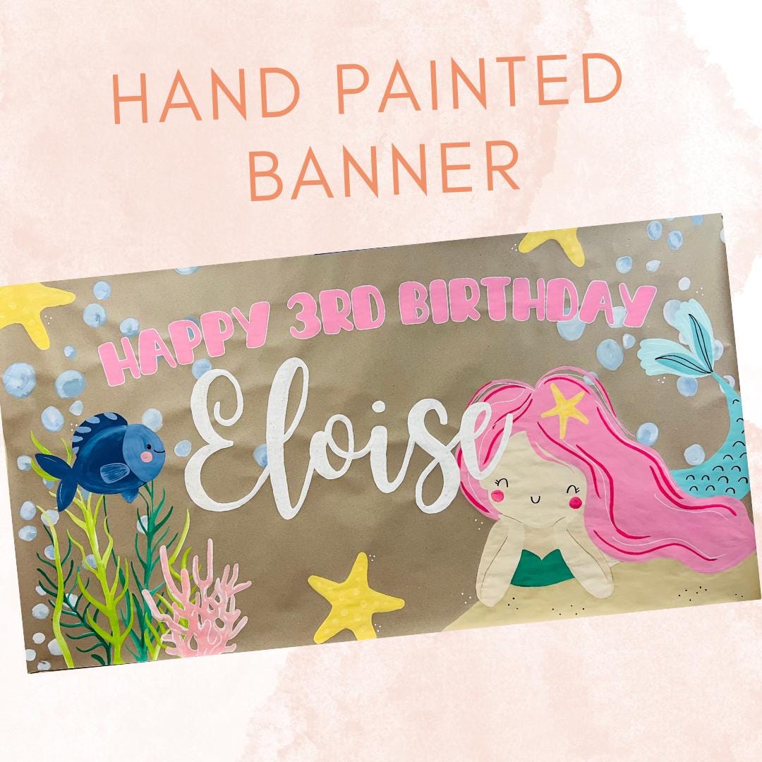 Mermaid Birthday Banner, CUSTOMIZABLE, Under the Sea Painted Banner ...