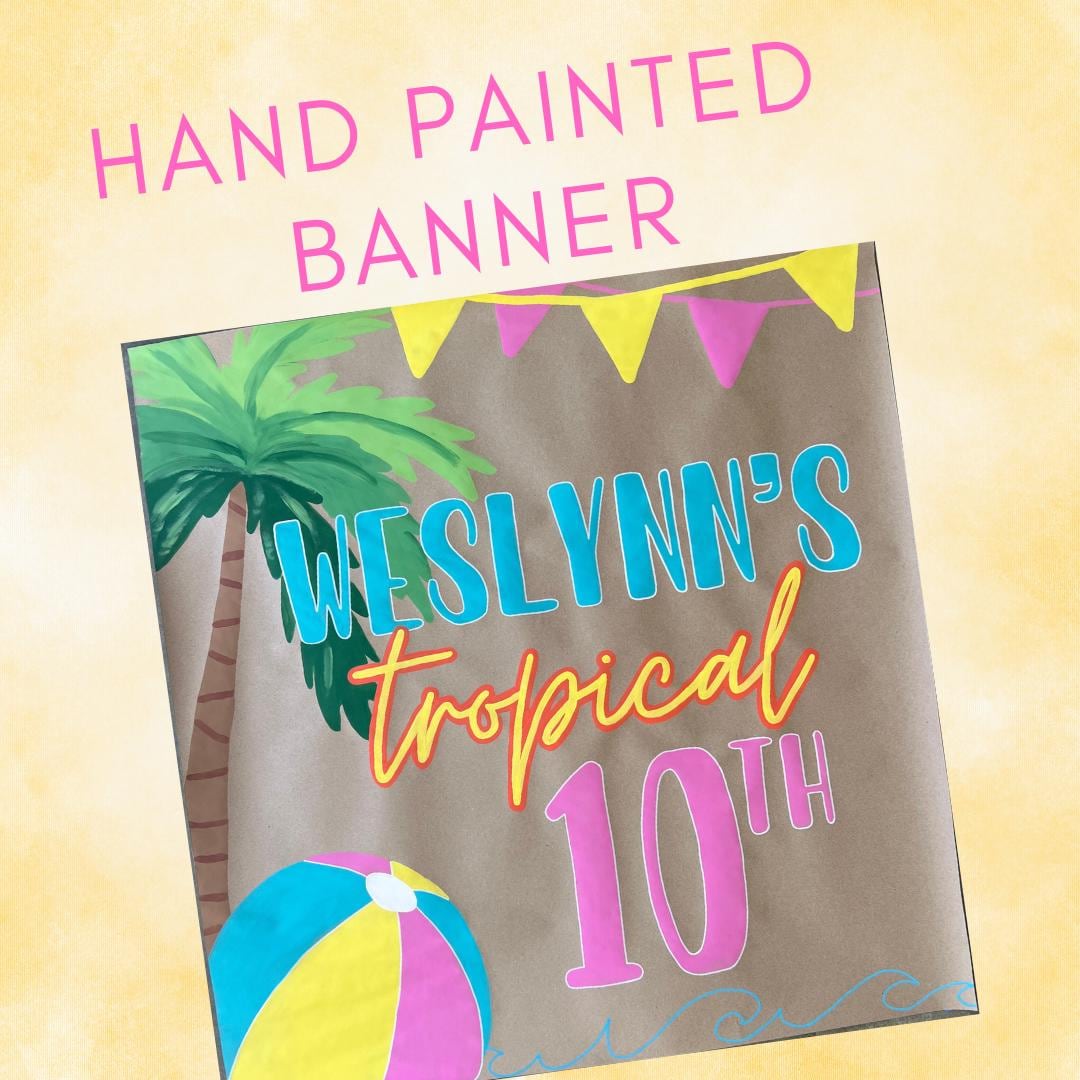 Summer Luau Birthday Banner, CUSTOMIZABLE, Beach Themed Party, Tropical ...