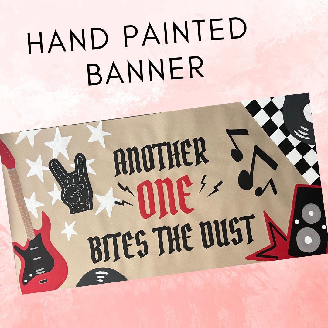 Another One Bites the Dust Banner, CUSTOMIZABLE, 1st Birthday Party ...