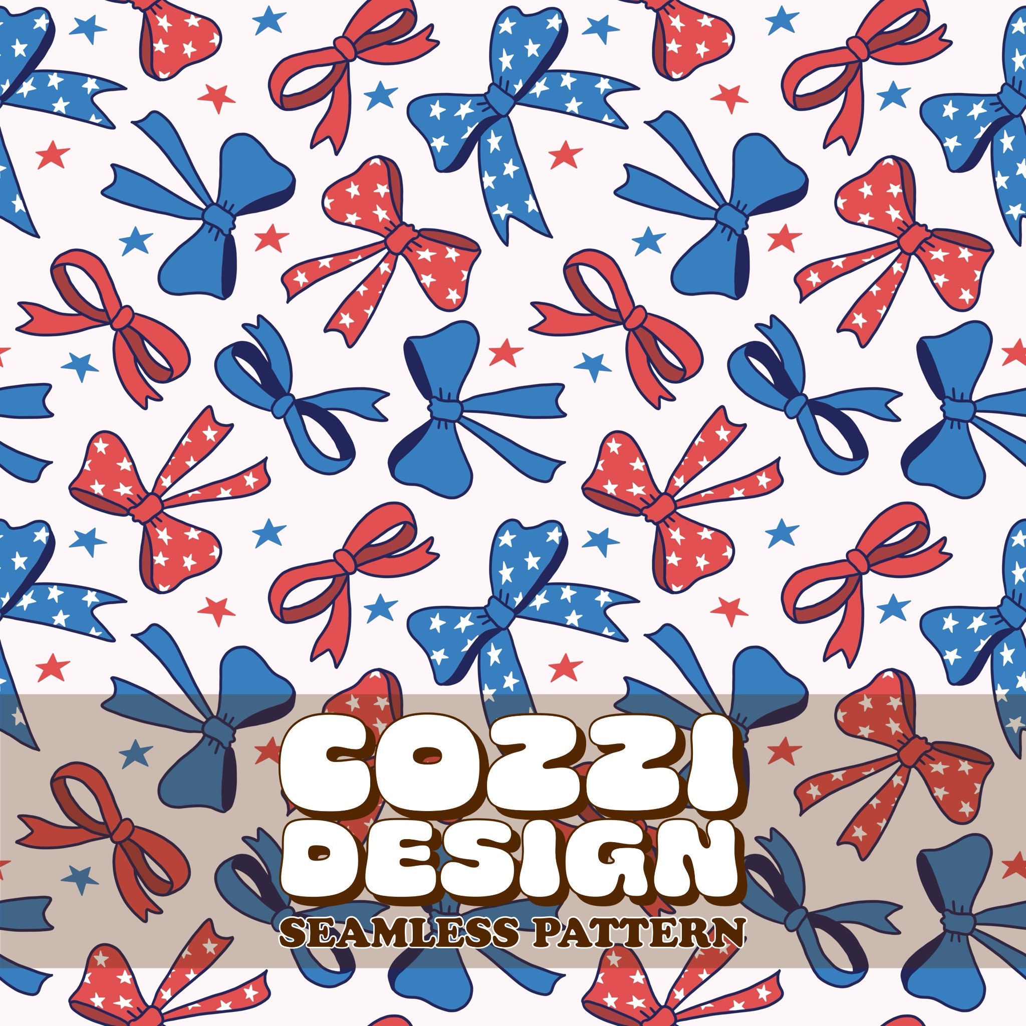 Fourth of July Bows Seamless Pattern, Downloadable Seamless Coquette ...