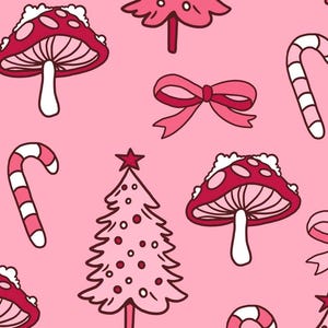 Pink Christmas Trees Seamless Pattern: Winter Fabrics (digital Download ...