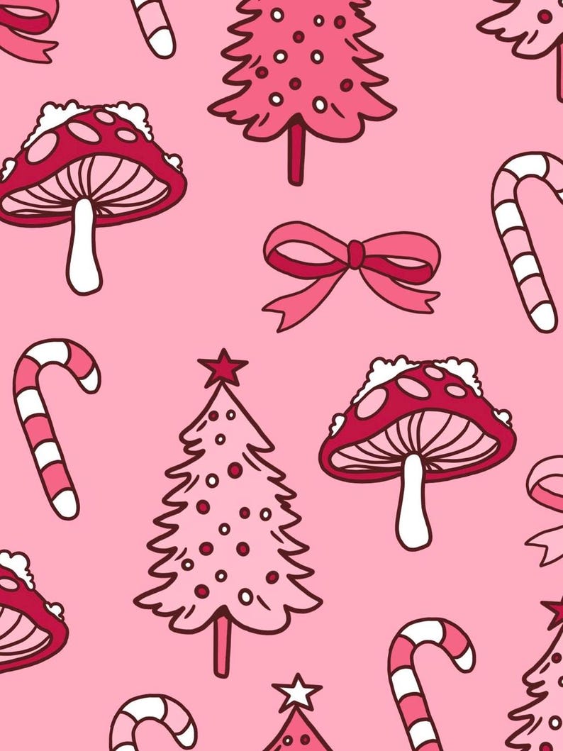 Pink Christmas Trees Seamless Pattern: Winter Fabrics (digital Download ...