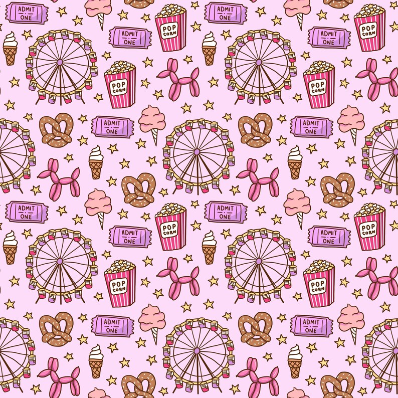 Pink Carnival Seamless Pattern, Downloadable Fair Pattern for Fabrics ...