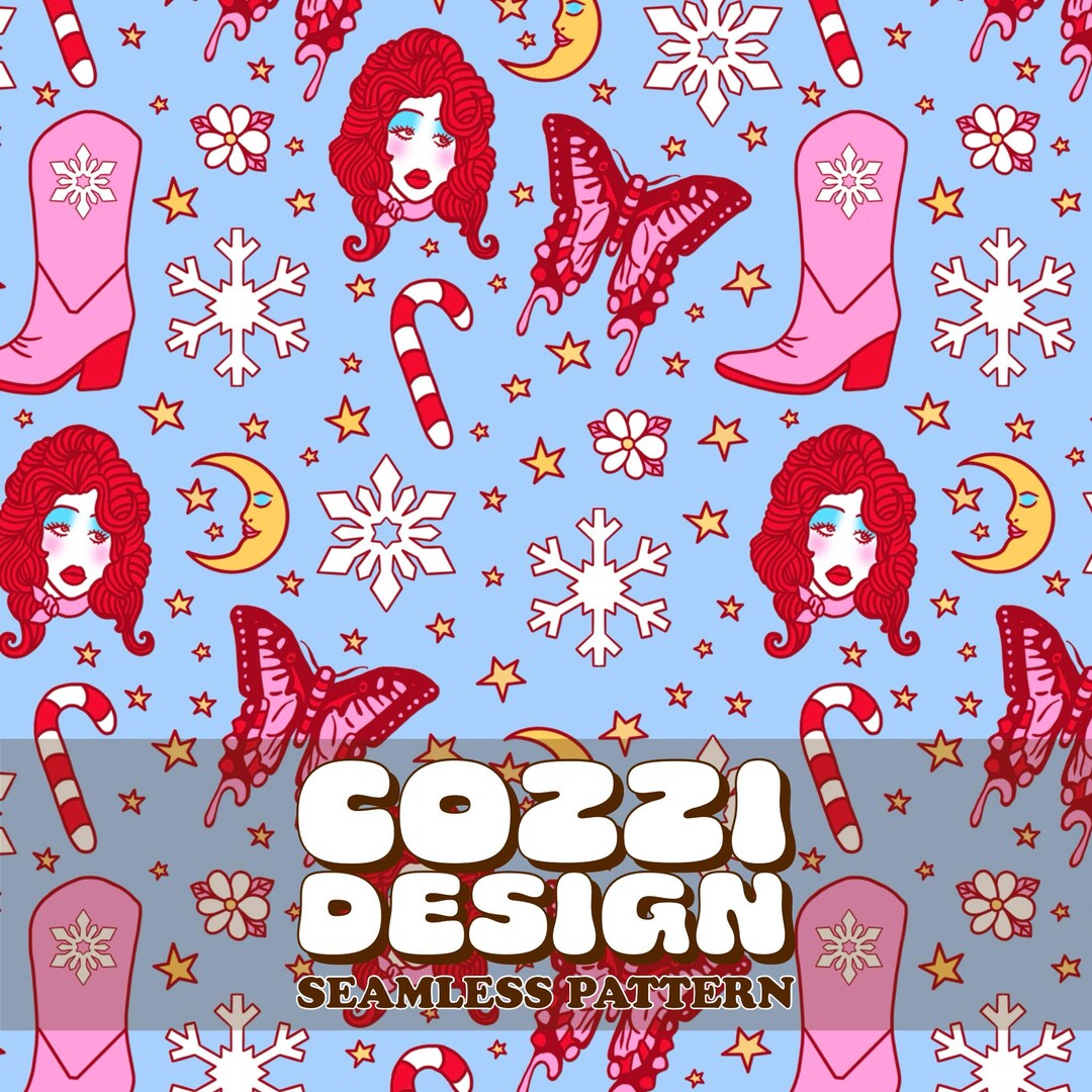 Christmas Chappell Roan Seamless Pattern: Holiday Fabric Design ...