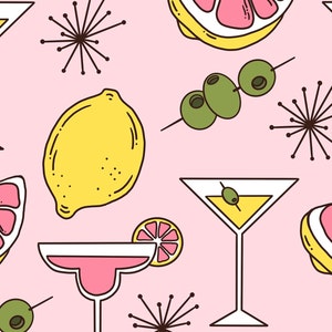 Martini Seamless Pattern, Downloadable Alcohol Pattern for Fabrics ...