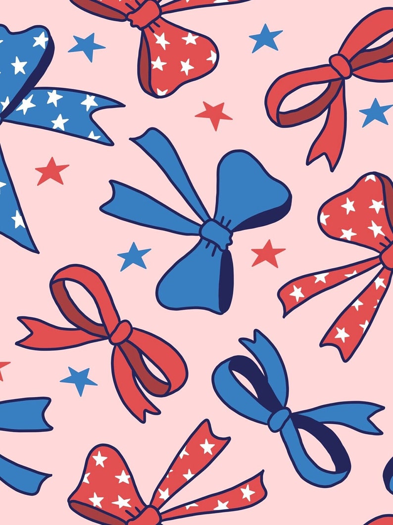Fourth of July Bows Seamless Pattern, Downloadable Seamless Coquette ...
