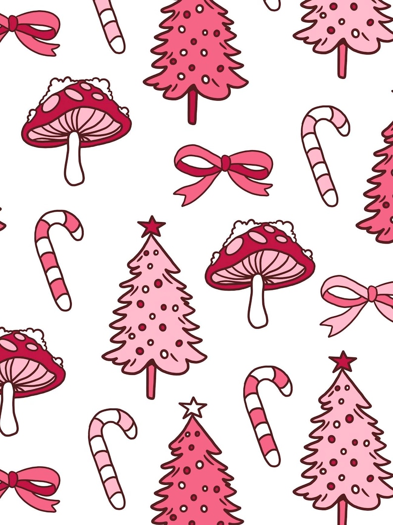 Pink Christmas Trees Seamless Pattern: Winter Fabrics (digital Download ...