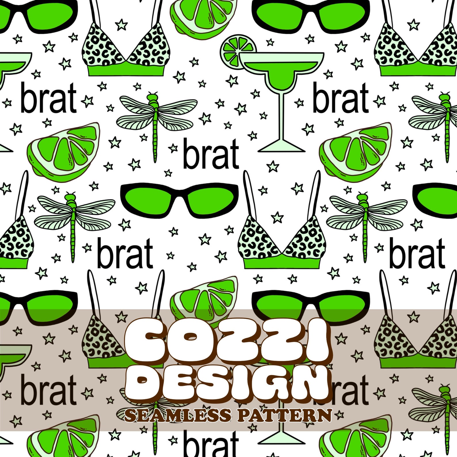 Brat Summer Seamless Pattern, Downloadable Brat Summer Pattern for ...