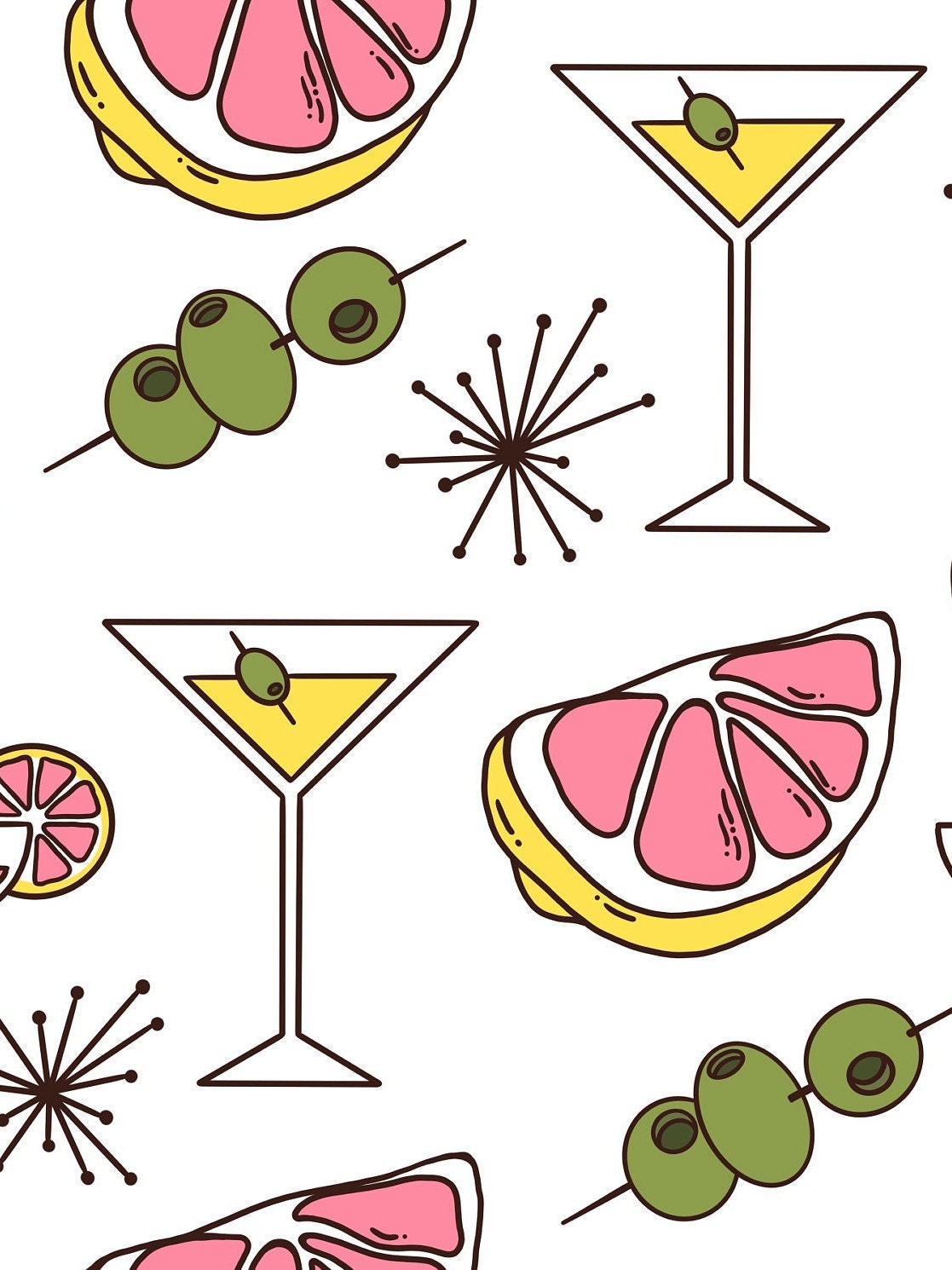 Martini Seamless Pattern, Downloadable Alcohol Pattern for Fabrics ...