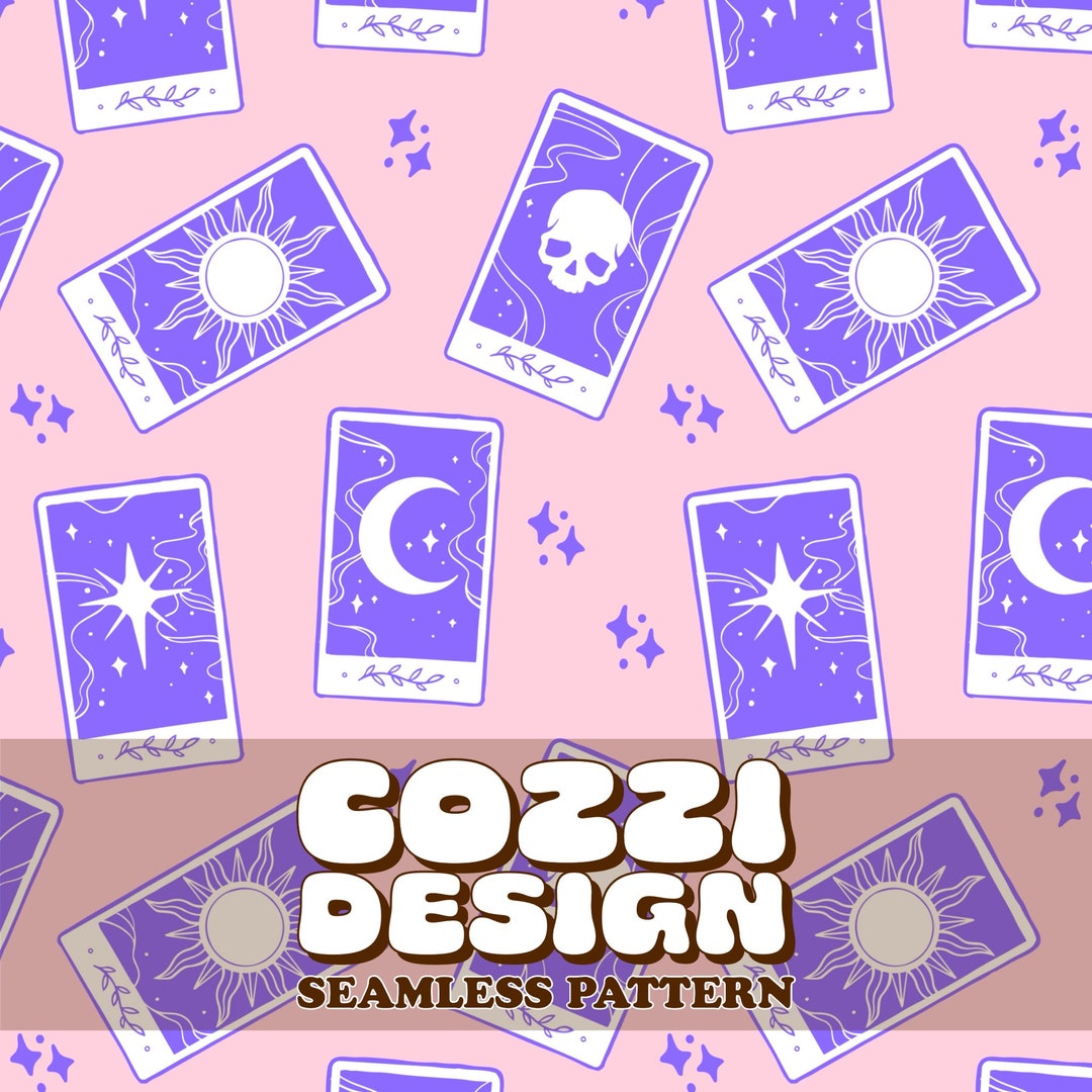 Tarot Cards Seamless Pattern, Downloadable Tarot Cards Pattern Fabrics ...