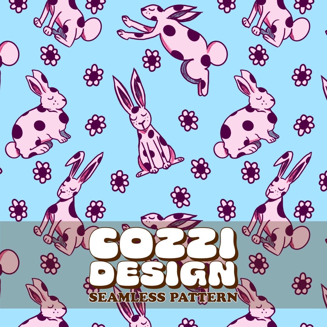 Cute Bunnies Seamless Pattern, Downloadable Easter Bunny Pattern for ...