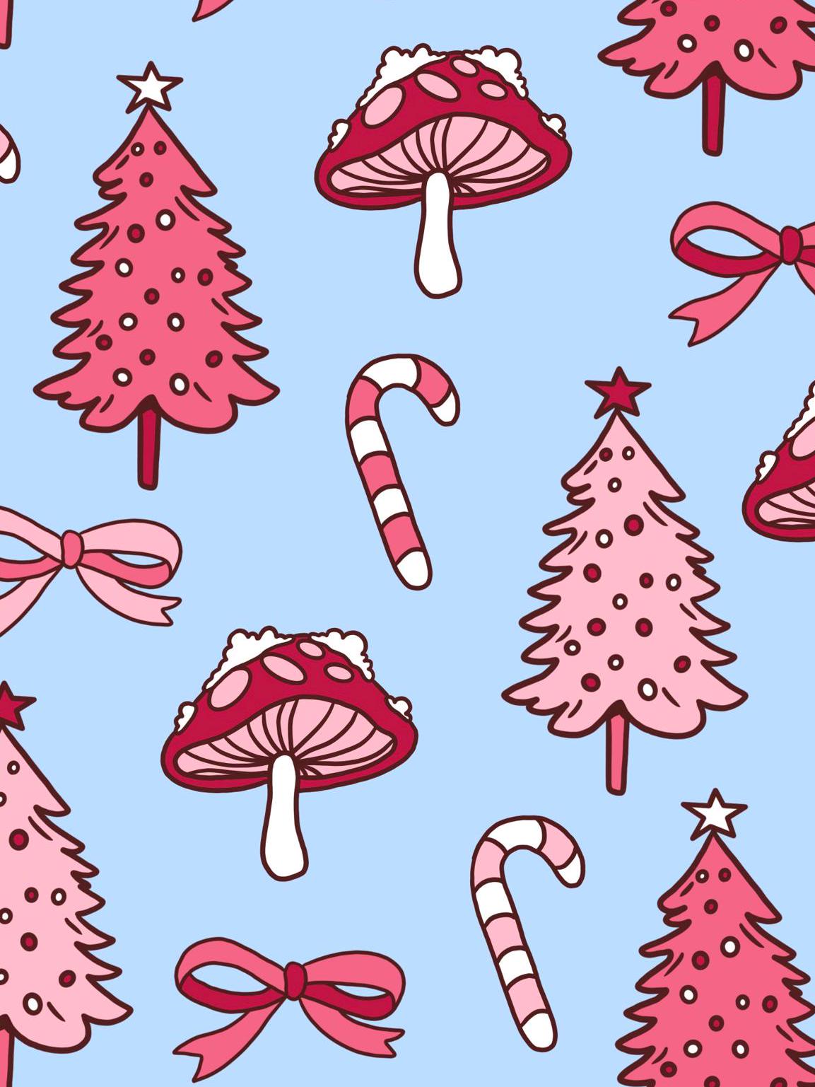 Pink Christmas Trees Seamless Pattern: Winter Fabrics (digital Download ...