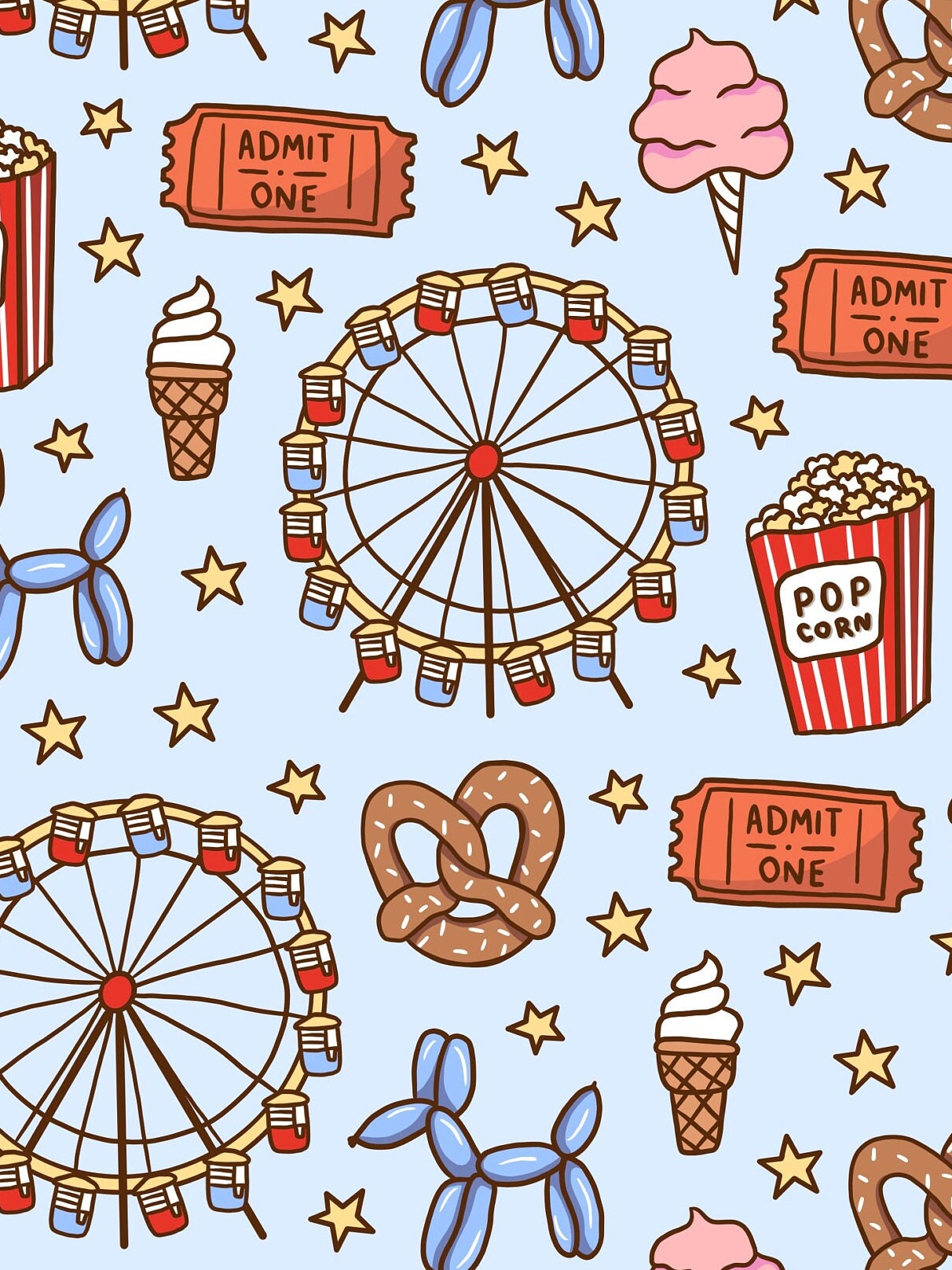 Carnival Seamless Pattern: Summer Fair Designs (digital Download) - Etsy