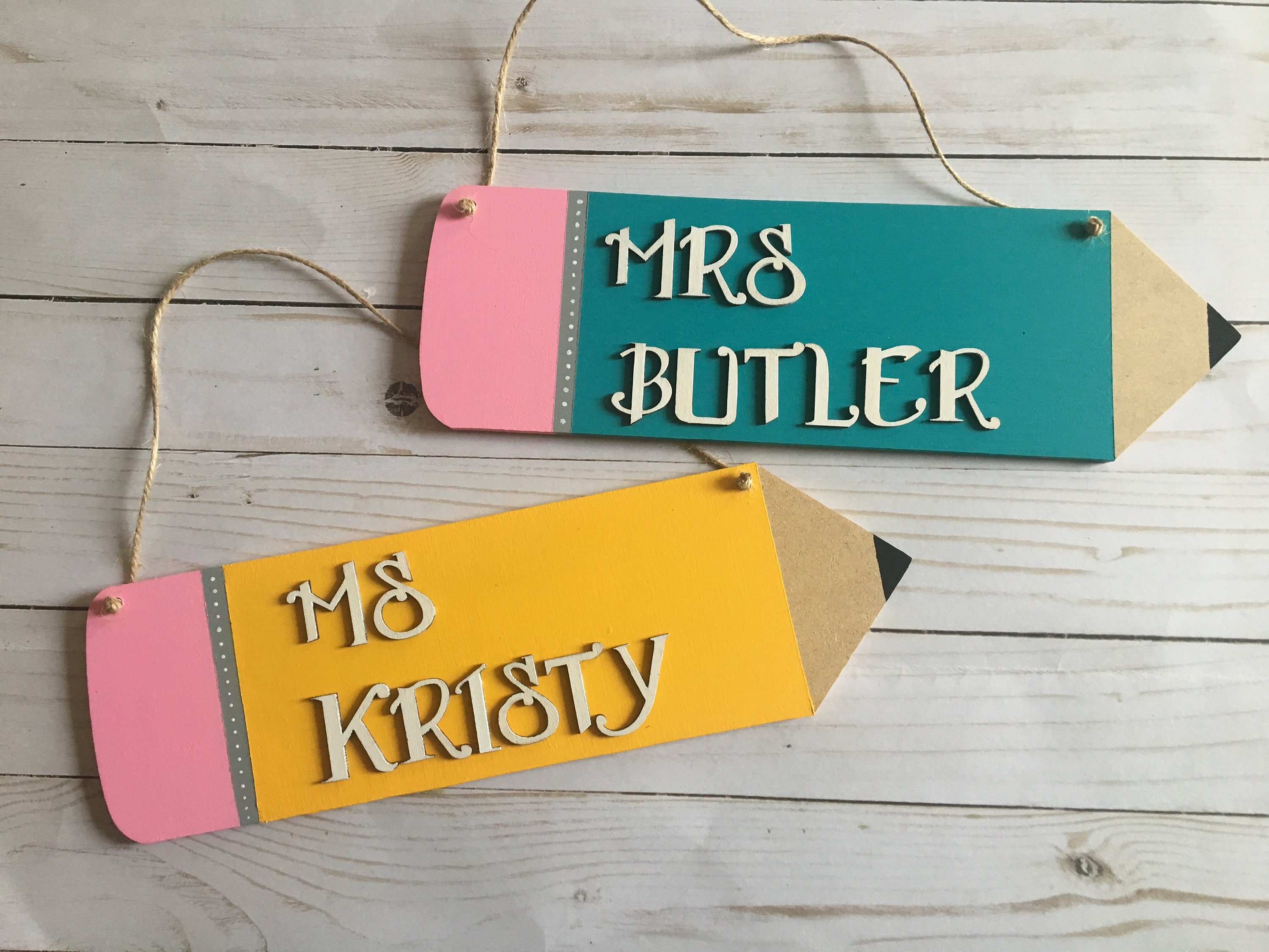 Teacher Pencil Name Sign Christmas Gift for Teacher - Etsy