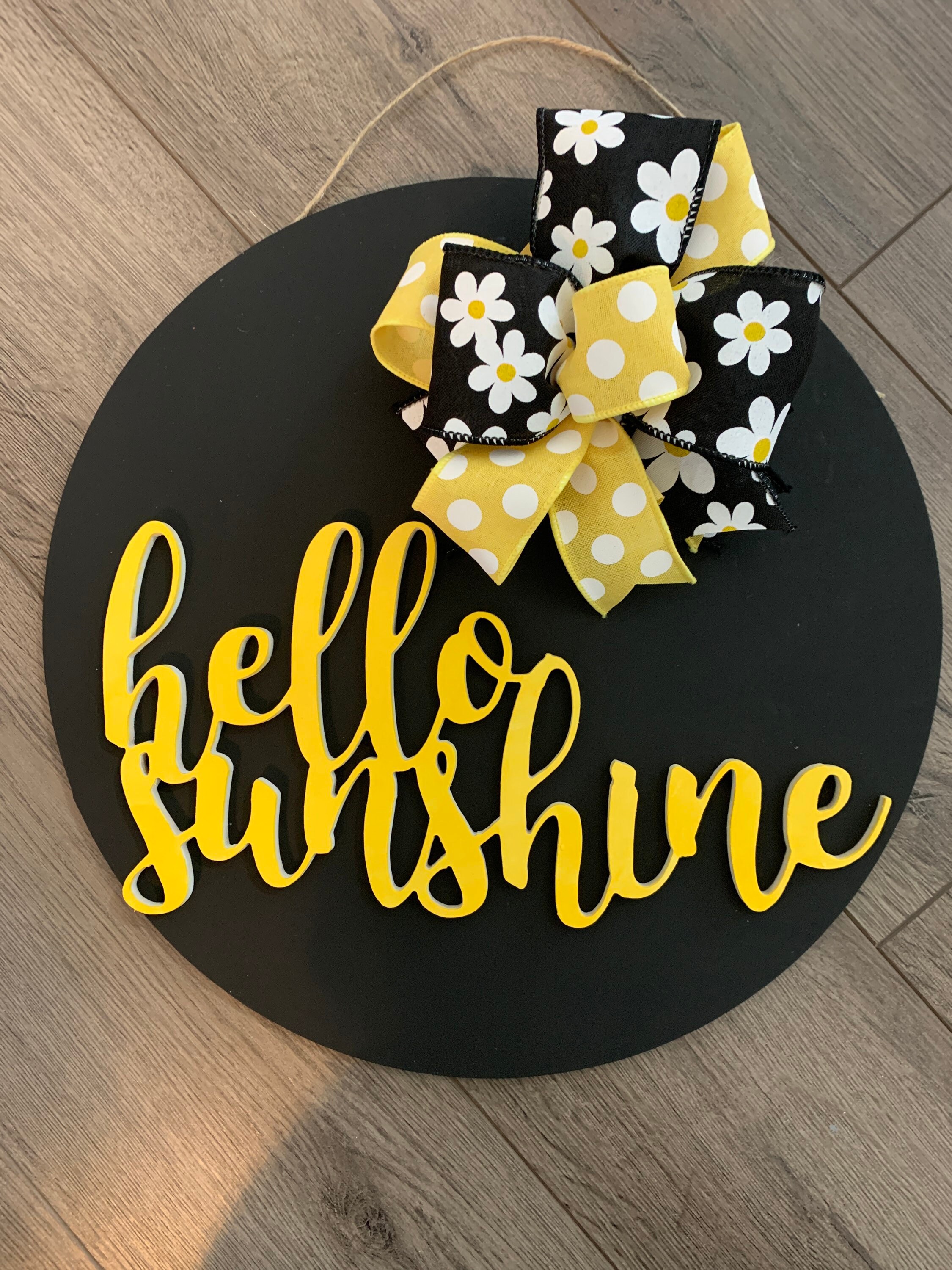 Hello Sunshine Door Hanger - Front Door Sign - Spring Door Decor - Door ...