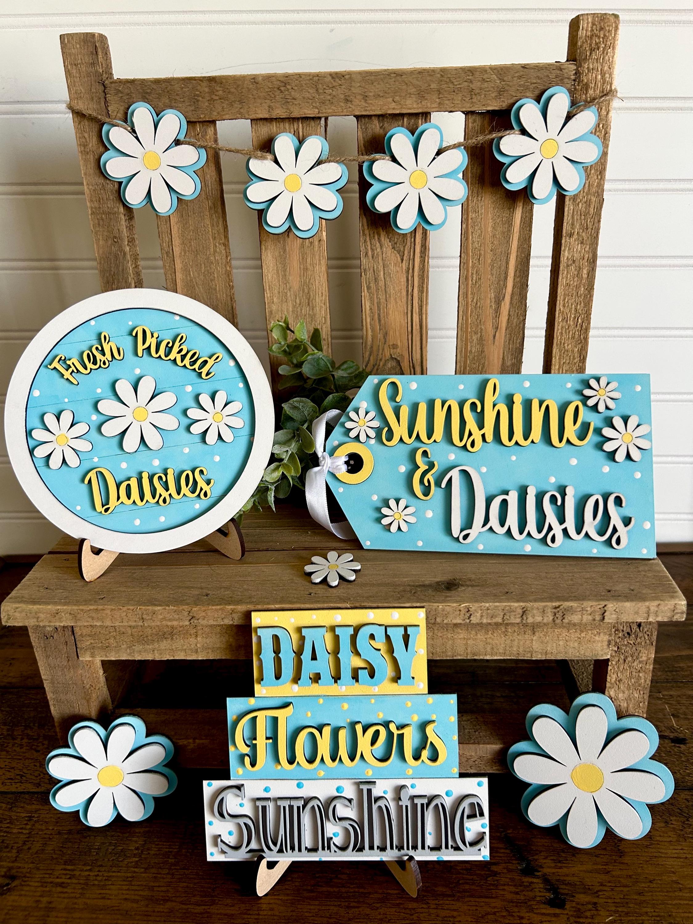 Daisy Tiered Tray Set - Tier Tray Set - Spring Decor - Tier Tray Bundle ...