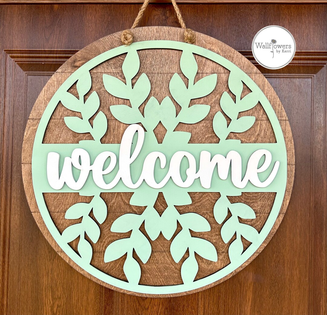 Welcome Door Sign- Spring Door Decor - Spring Door Hanger - Porch ...