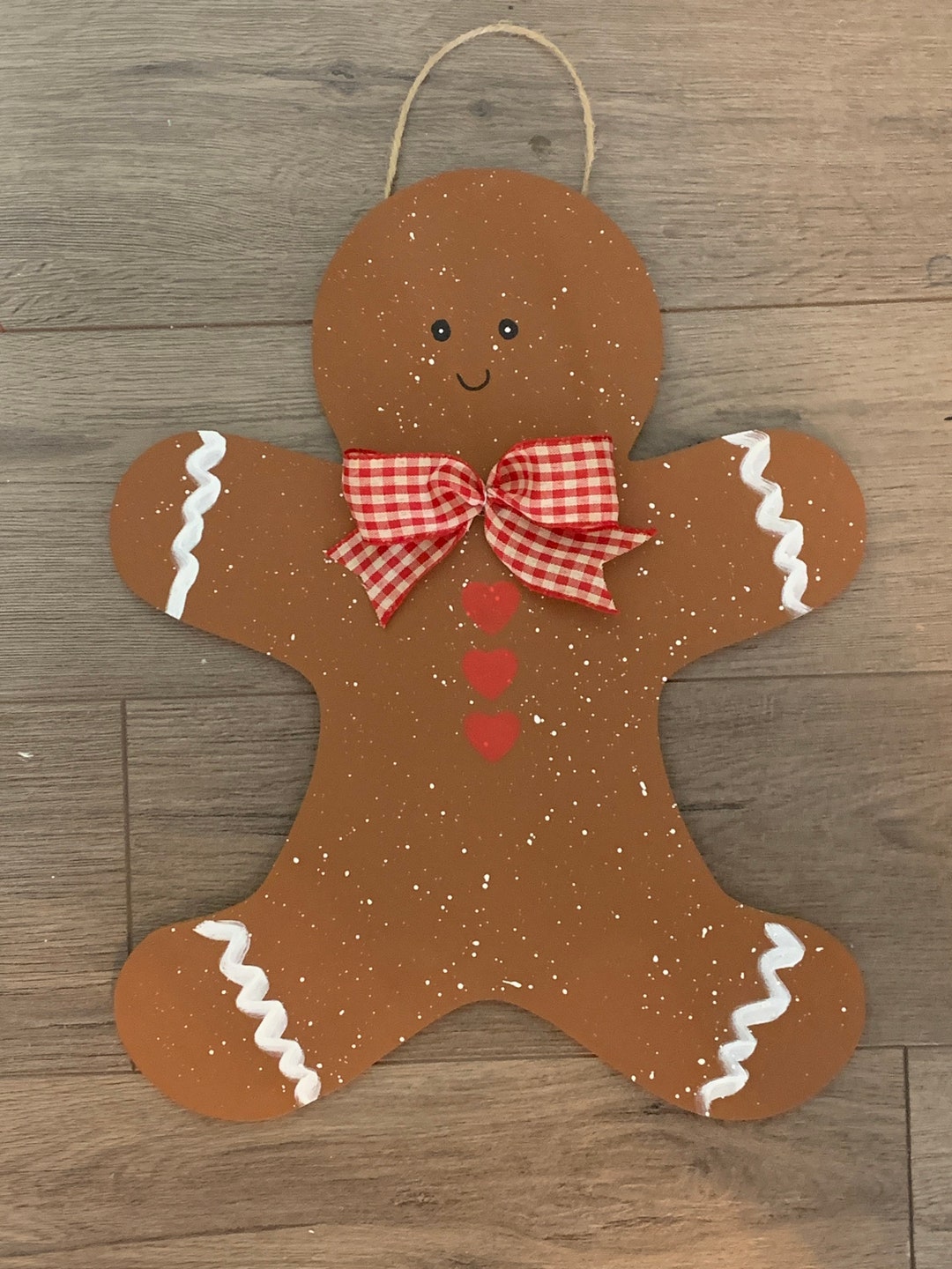 Gingerbread Man Door Hanger - Gingerbread Door Decor - Wooden ...