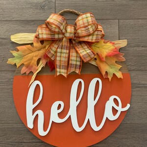 Fall Hello Door Hanger Front Door Sign Fall Door Hanger Door Decor ...
