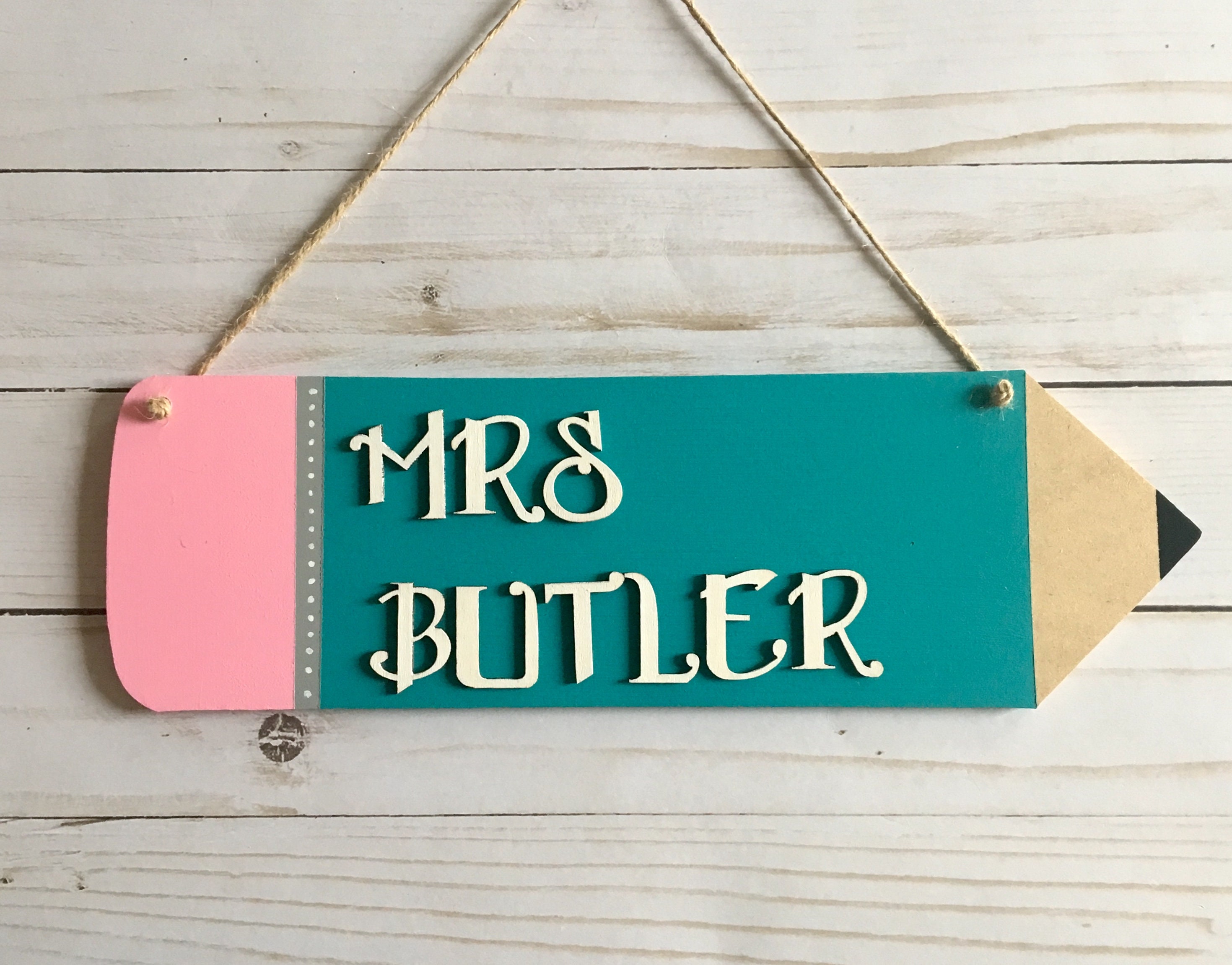 Teacher Pencil Name Sign Christmas Gift for Teacher - Etsy