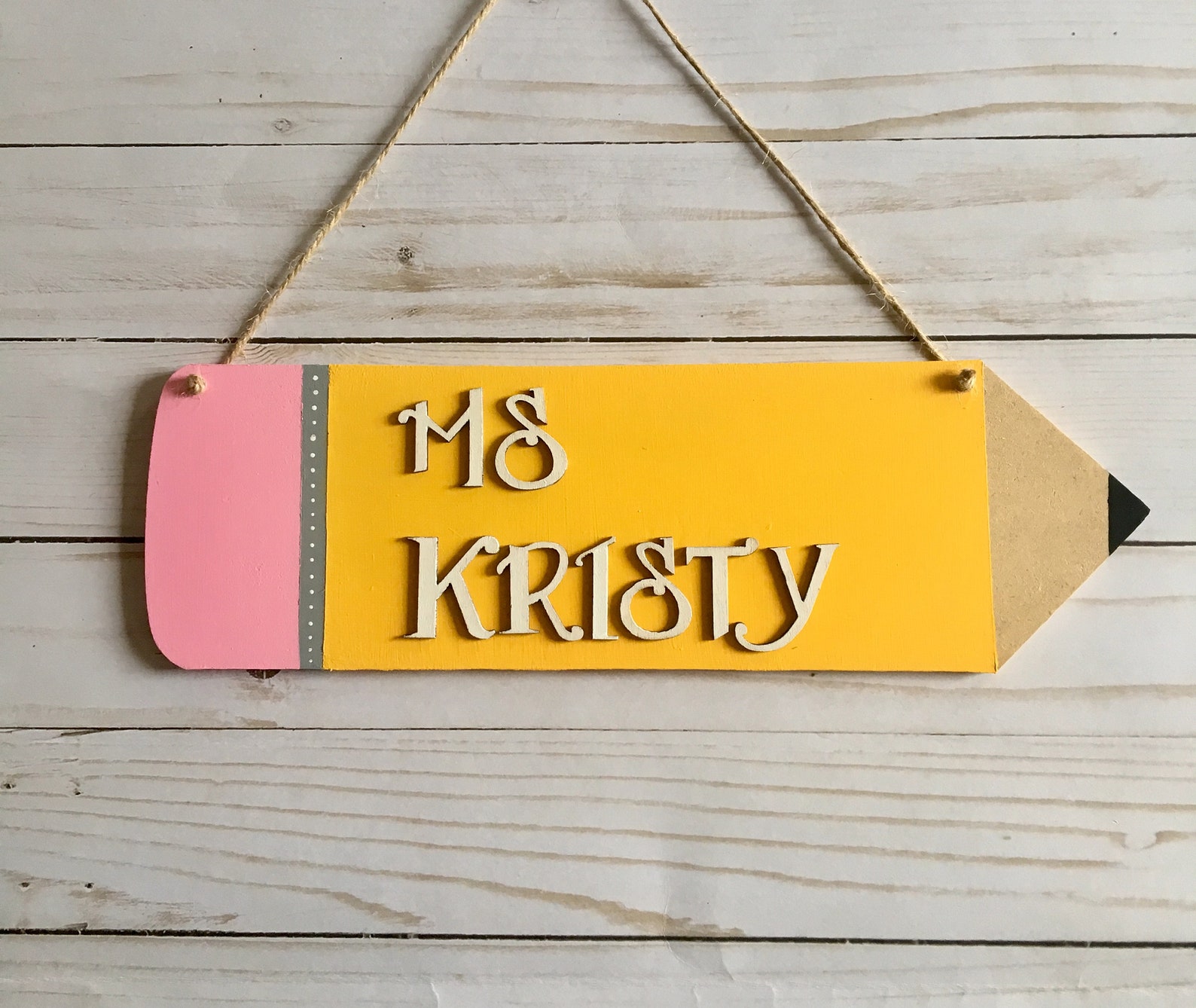 Teacher Pencil Name Sign Christmas Gift for Teacher - Etsy