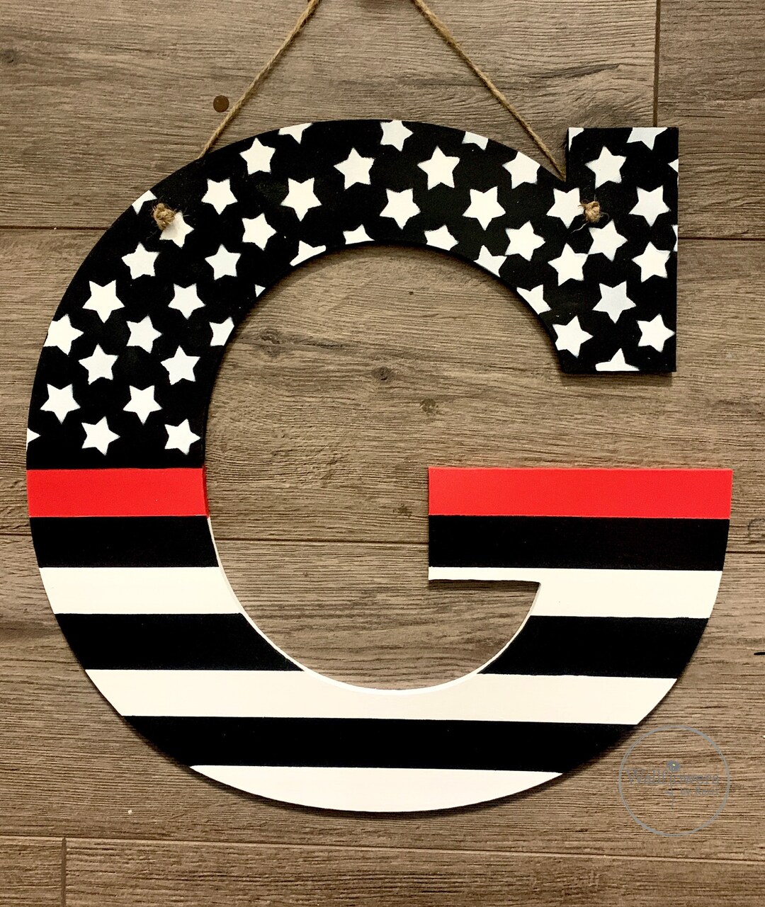 Thin Red Line Door Hanger - Firefighter Gift - Firefighter Door Decor ...
