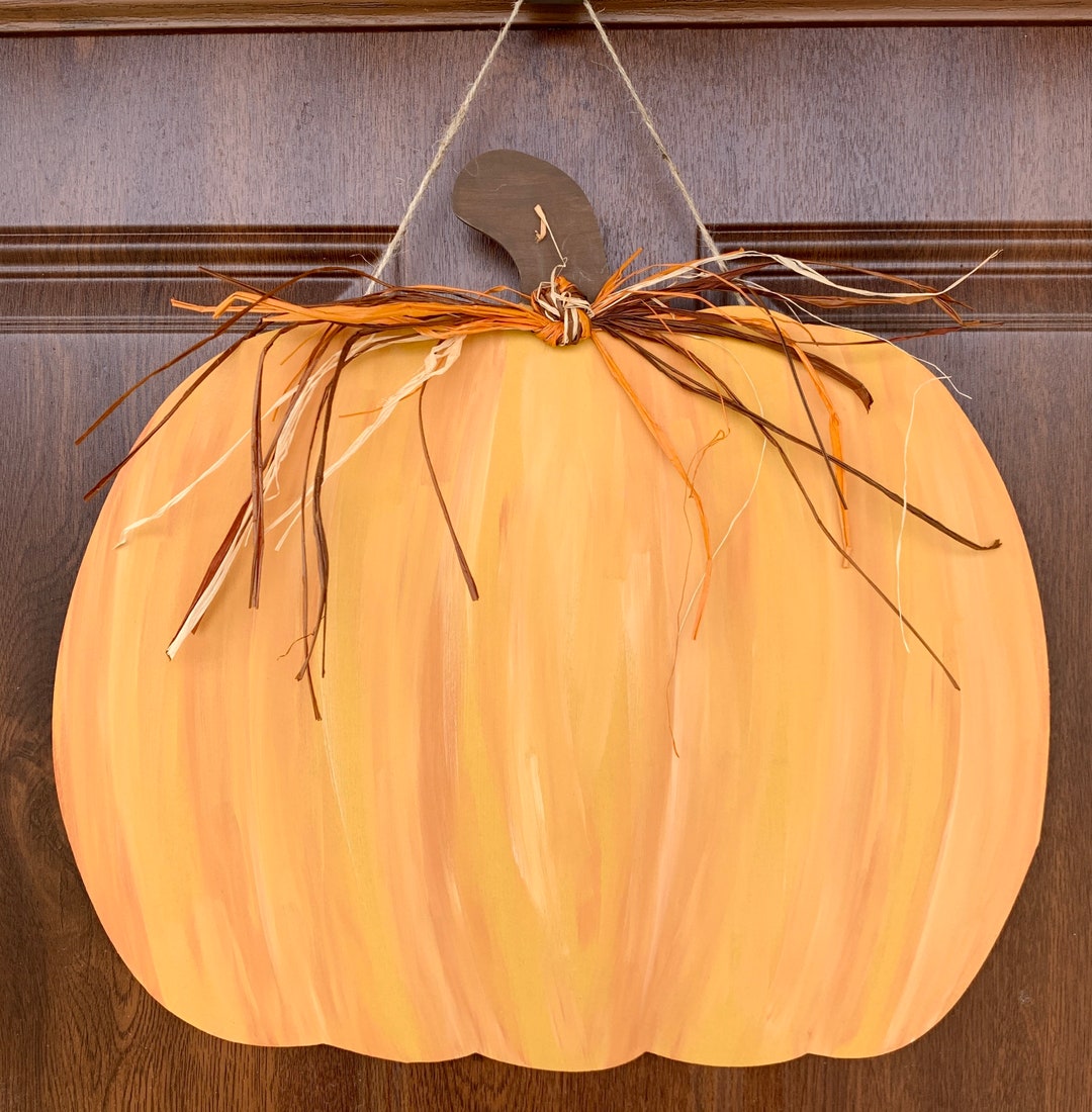 Pumpkin Door Hanger- Fall Front Porch Decor - Thanksgiving Decor - Fall ...