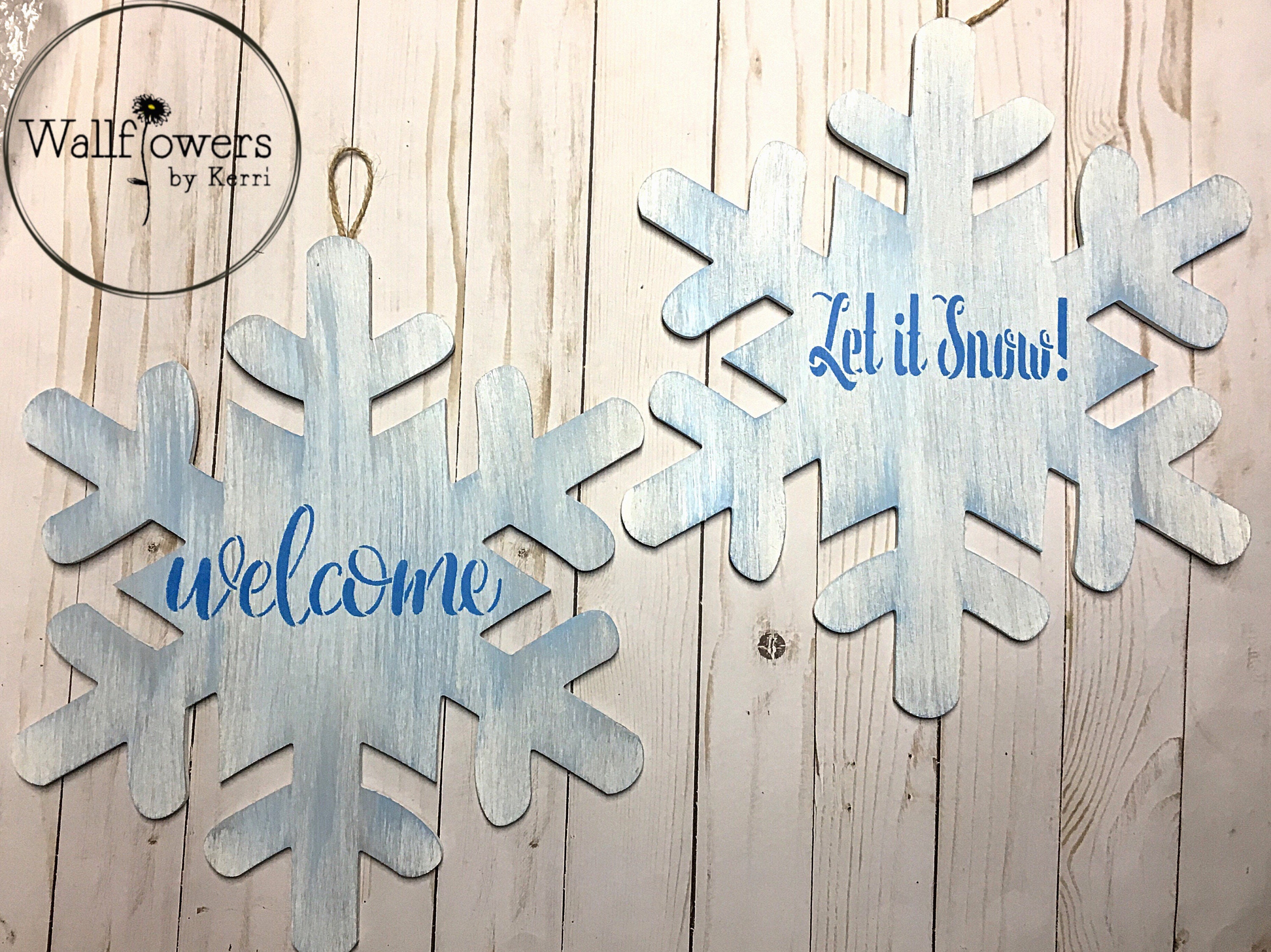 Snowflake Door Hanger Winter Door Decor Let It Snow Decor - Etsy