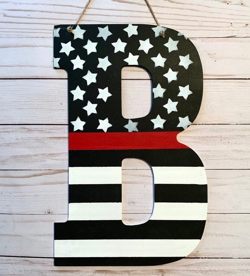 Thin Red Line Door Hanger - Firefighter Gift - Firefighter Door Decor ...