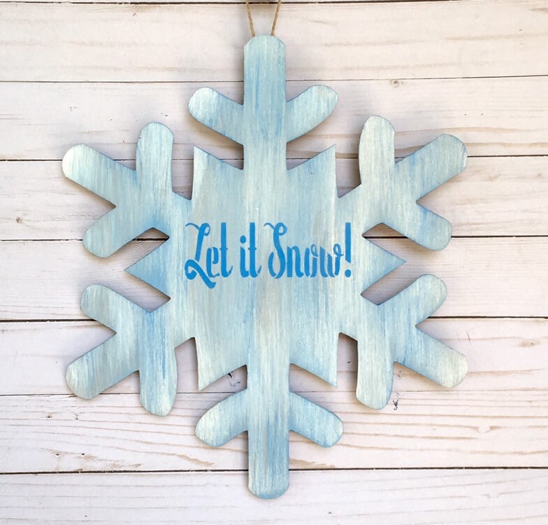 Snowflake Door Hanger Winter Door Decor Let It Snow Decor - Etsy