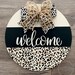 Animal Print Welcome Door Hanger - Front Door Decoration - Wooden ...