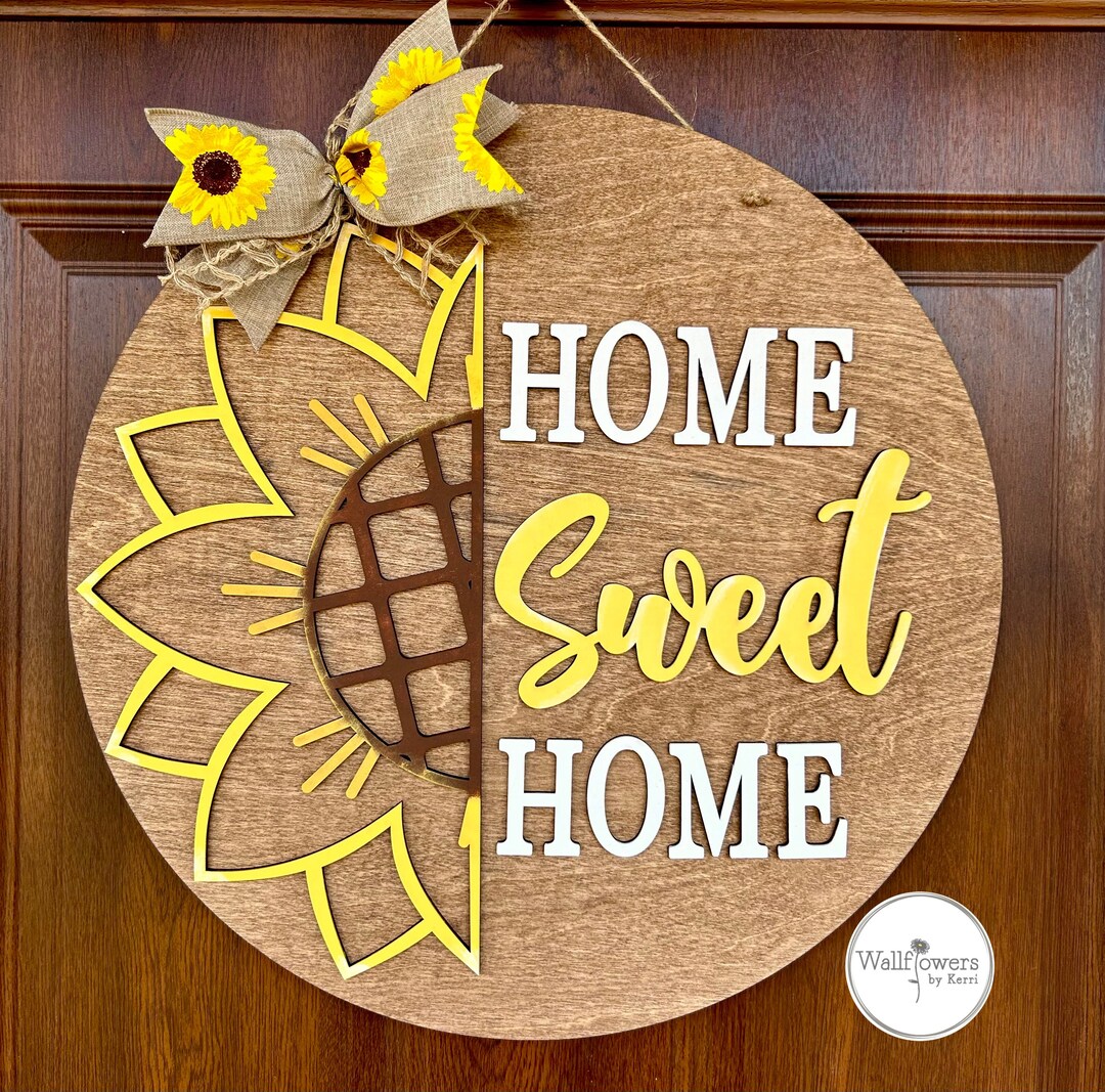 Welcome Sunflower Door Hanger - Home Sweet Home Sunflower Decor ...