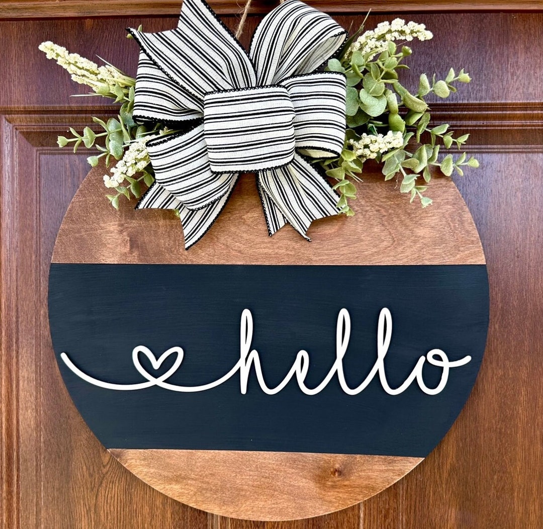 Fall Hello Door Hanger - Front Door Sign - Front Porch Door Hanger ...