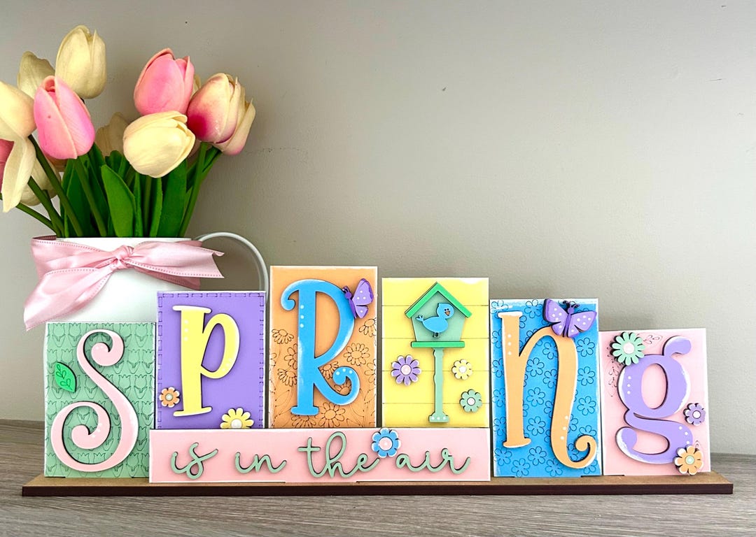Spring Wood Block Sign, Spring Chunky Wood Sign - Spring Decor ...