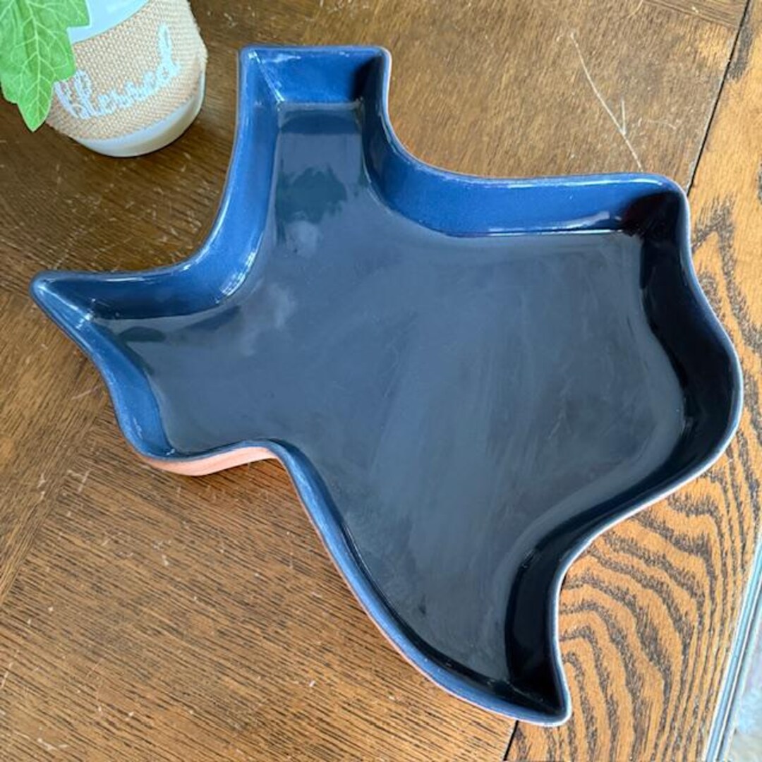 Vintage Frankoma NAVY BLUE Texas-shaped Terracotta Serving Dish - Etsy