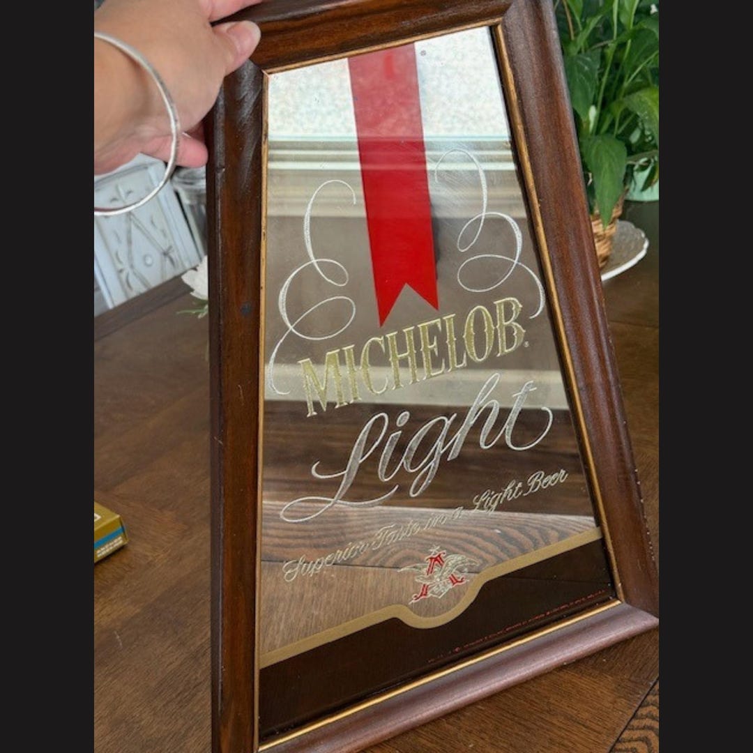 Vintage Michelob Light Beer Bar Mirror Sign Wood Frame - Etsy