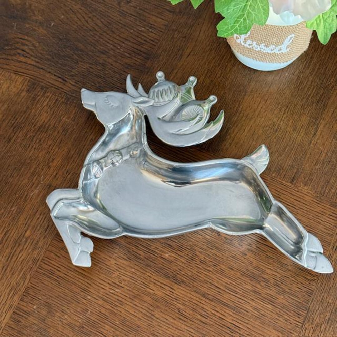 Vintage Lenox Yuletide Metal Reindeer Tray/candy Dish - Etsy