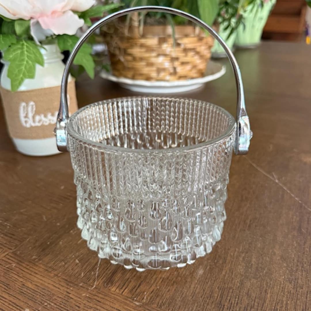Vintage Mid-century Modern Teleflora Glass Ice Bucket With Chrome ...