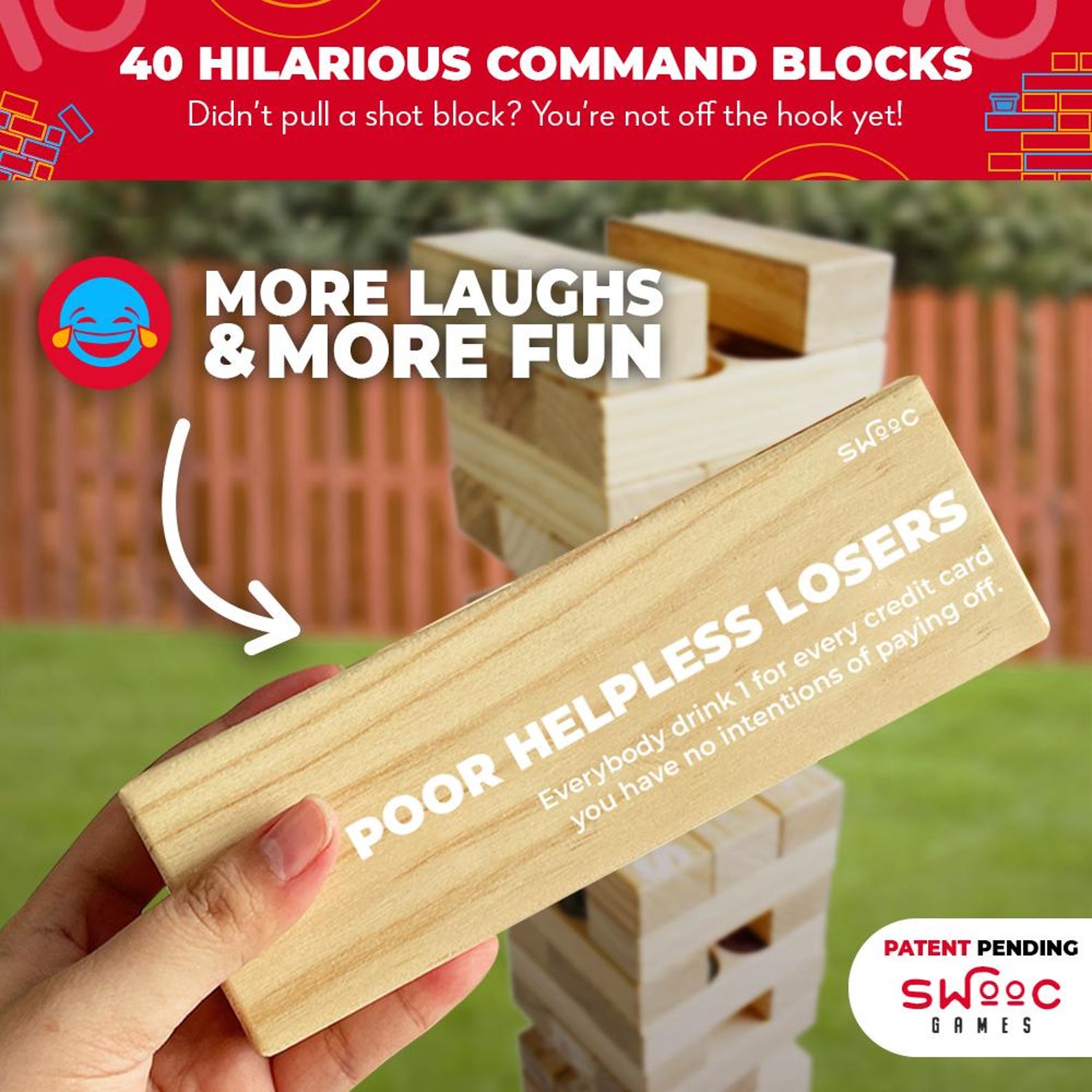 Giant Tower Party Game With Hidden Shots & 60 Commands - Includes 60 ...