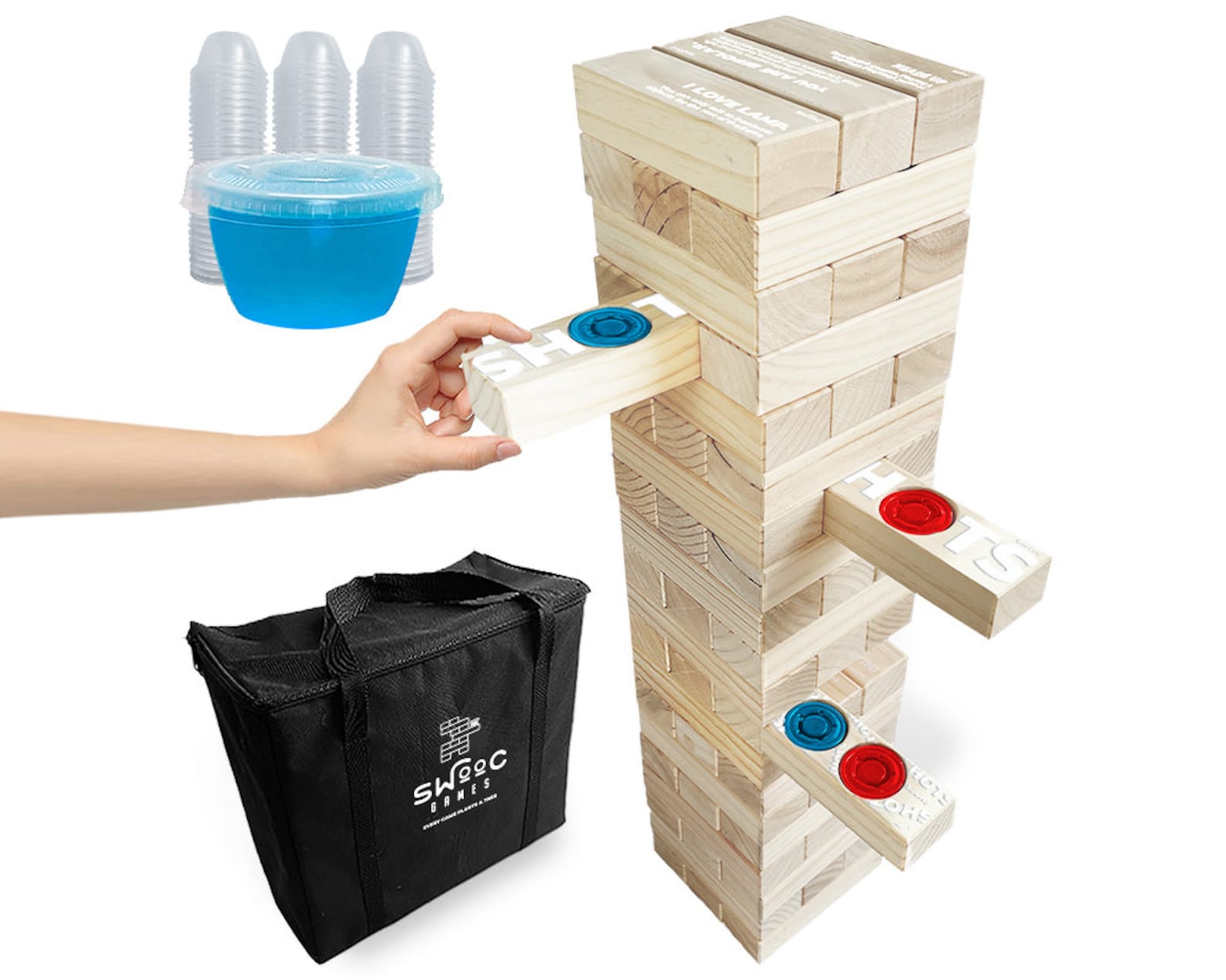 Giant Tower Party Game With Hidden Shots & 60 Commands - Includes 60 ...