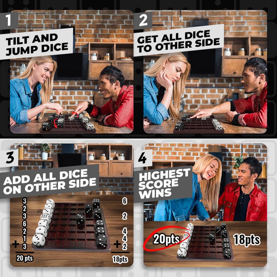 Dittle™ - Dice Battle | Ages 6+ | Unique Wooden Coffee Table Games for ...