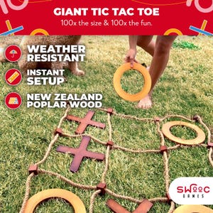 Premium Giant Wooden Tic Tac Toe Game (all Weather) | 3ft X 3ft | Big ...