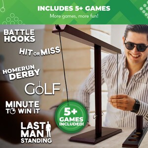 Battle Hooks - XL 2 Player Hook and Ring Game With Shot Ladder - 5 ...