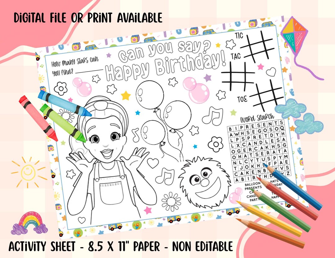 Ms. Rachel Printable Activity Sheet - Etsy