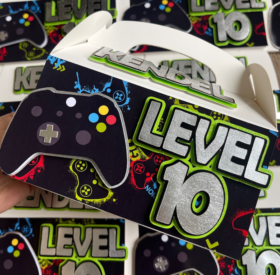 Gamer Theme Favor Boxes, Level up Birthday Theme, Video Game Theme ...