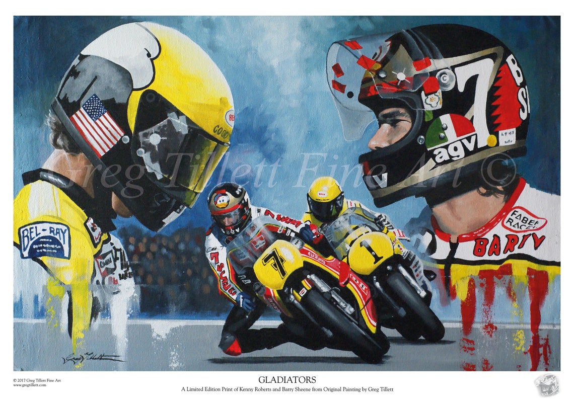 Barry Sheene & Kenny Roberts Art Print: Signed Motogp Motorsport Poster ...