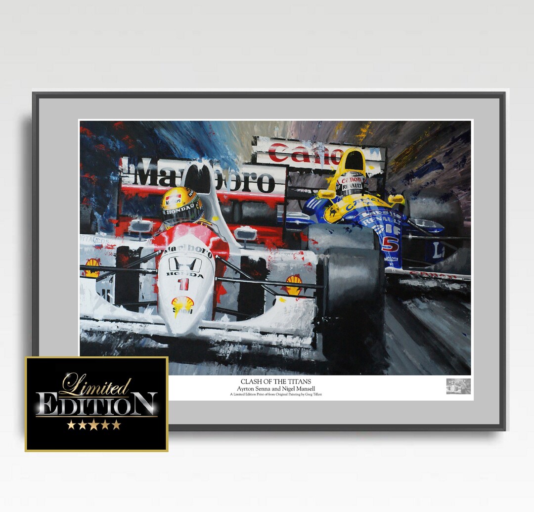 Ayrton Senna, Nigel Mansell, A3 Limited Edition Print, Formula One, F1 ...