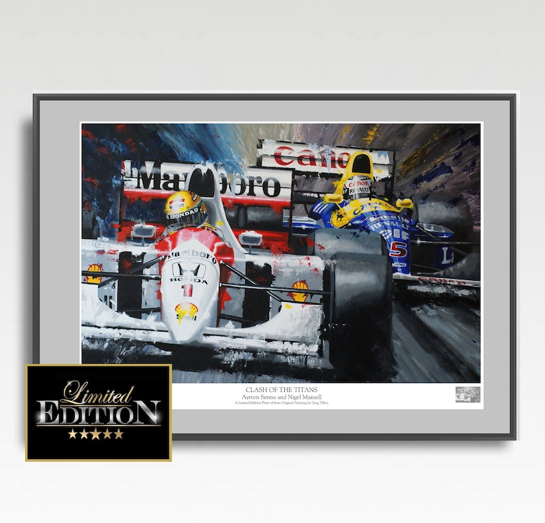 Ayrton Senna, Nigel Mansell, A3 Limited Edition Print, Formula One, F1 ...