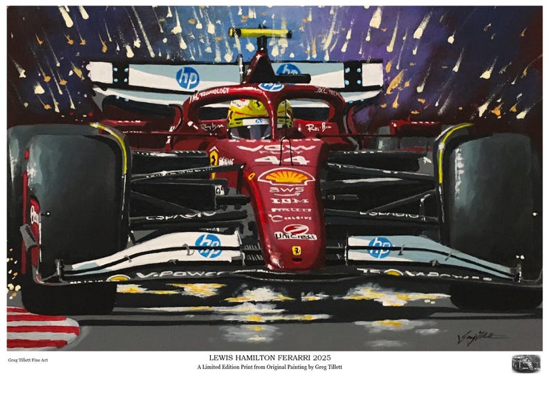 Lewis Hamilton Ferrari SF25 Print: Signed F1 Poster by Greg Tillett - Etsy