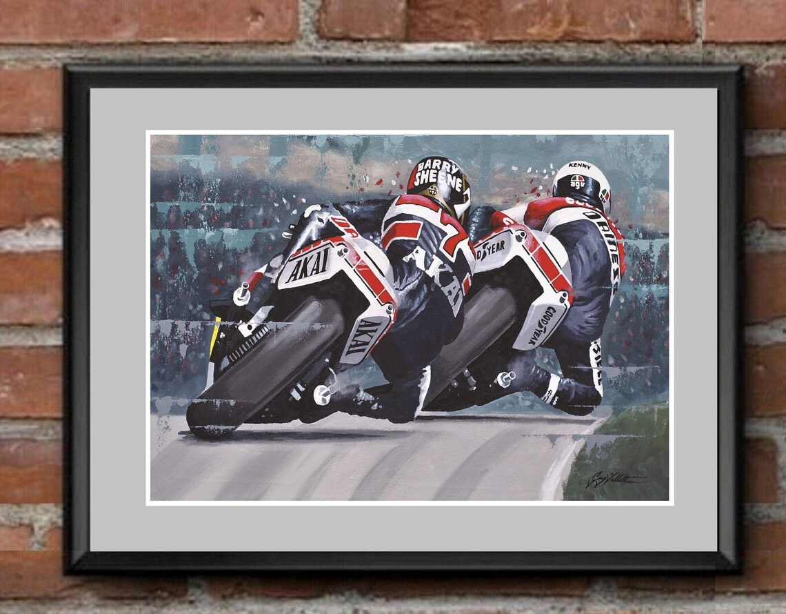 Barry Sheene & Kenny Roberts A3 Art Print From an Original Painting by ...
